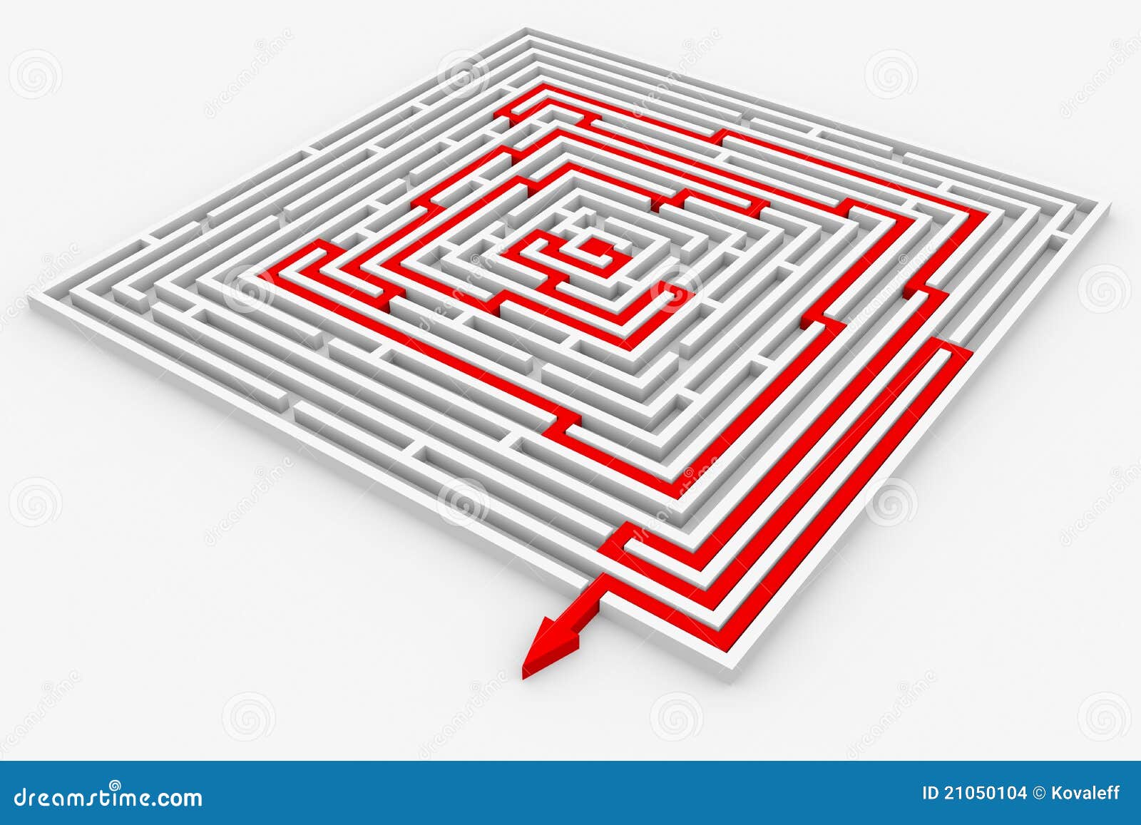 Red Path from Labyrinth. Right Way Stock Illustration - Illustration of ...