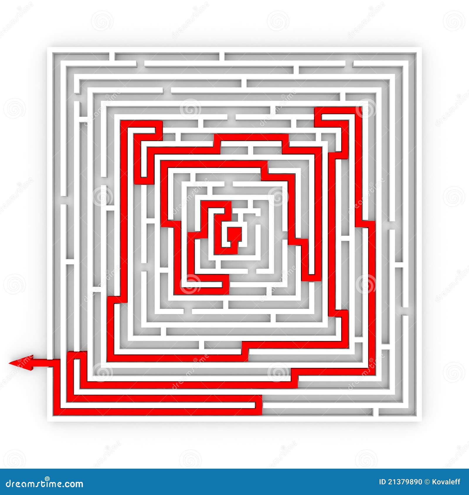 Red Path from Labyrinth. Right Way Stock Illustration - Illustration of ...