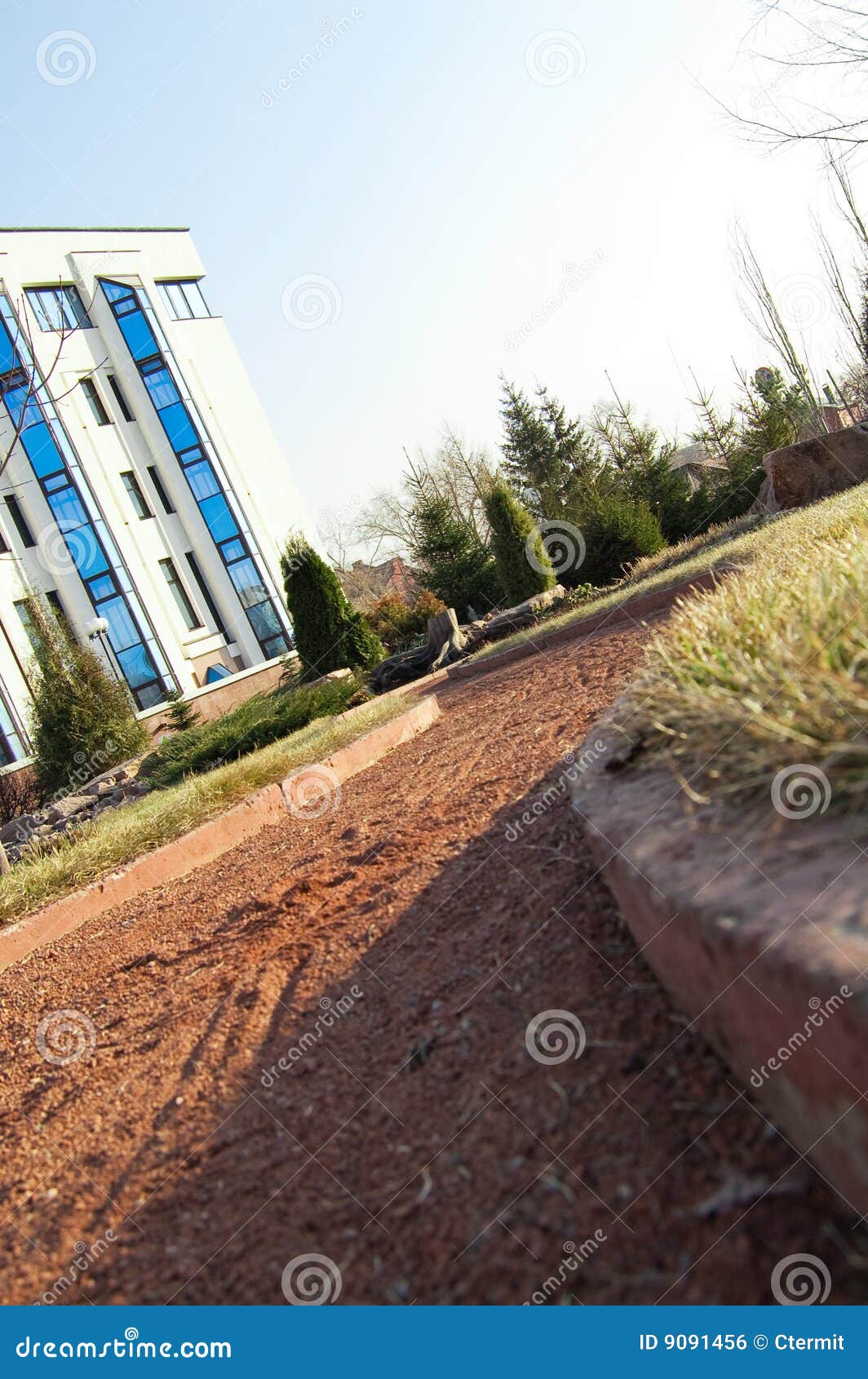 Red pathway stock photo. Image of sward, lawn, blue, outdoor - 9091456