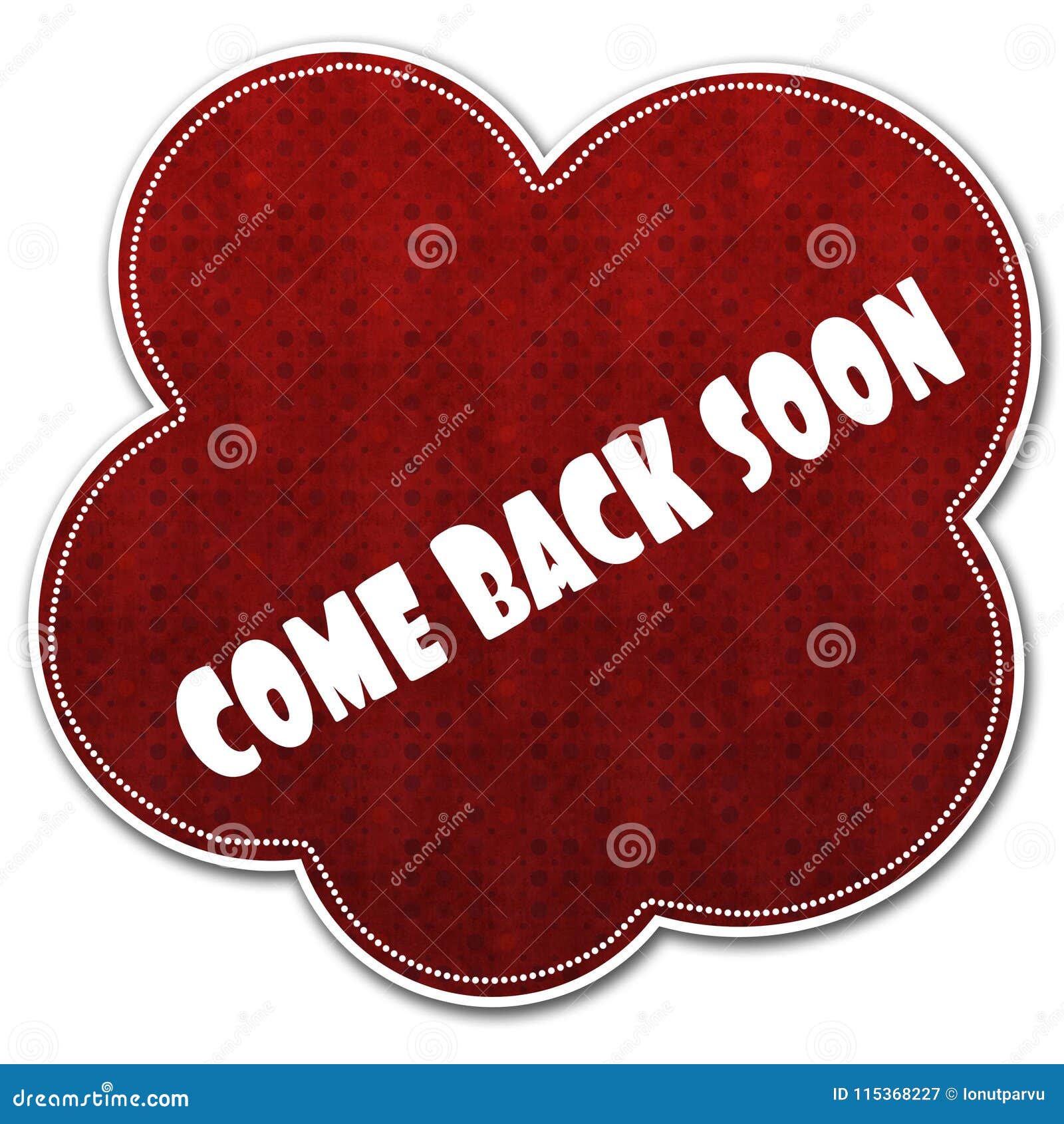 Red Pattern Cloud with COME BACK SOON Text Written on it. Stock ...
