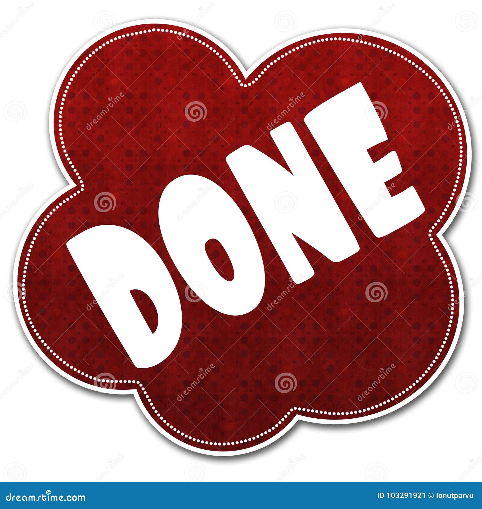 Red Pattern Cloud with DONE Text Written on it. Stock Illustration ...