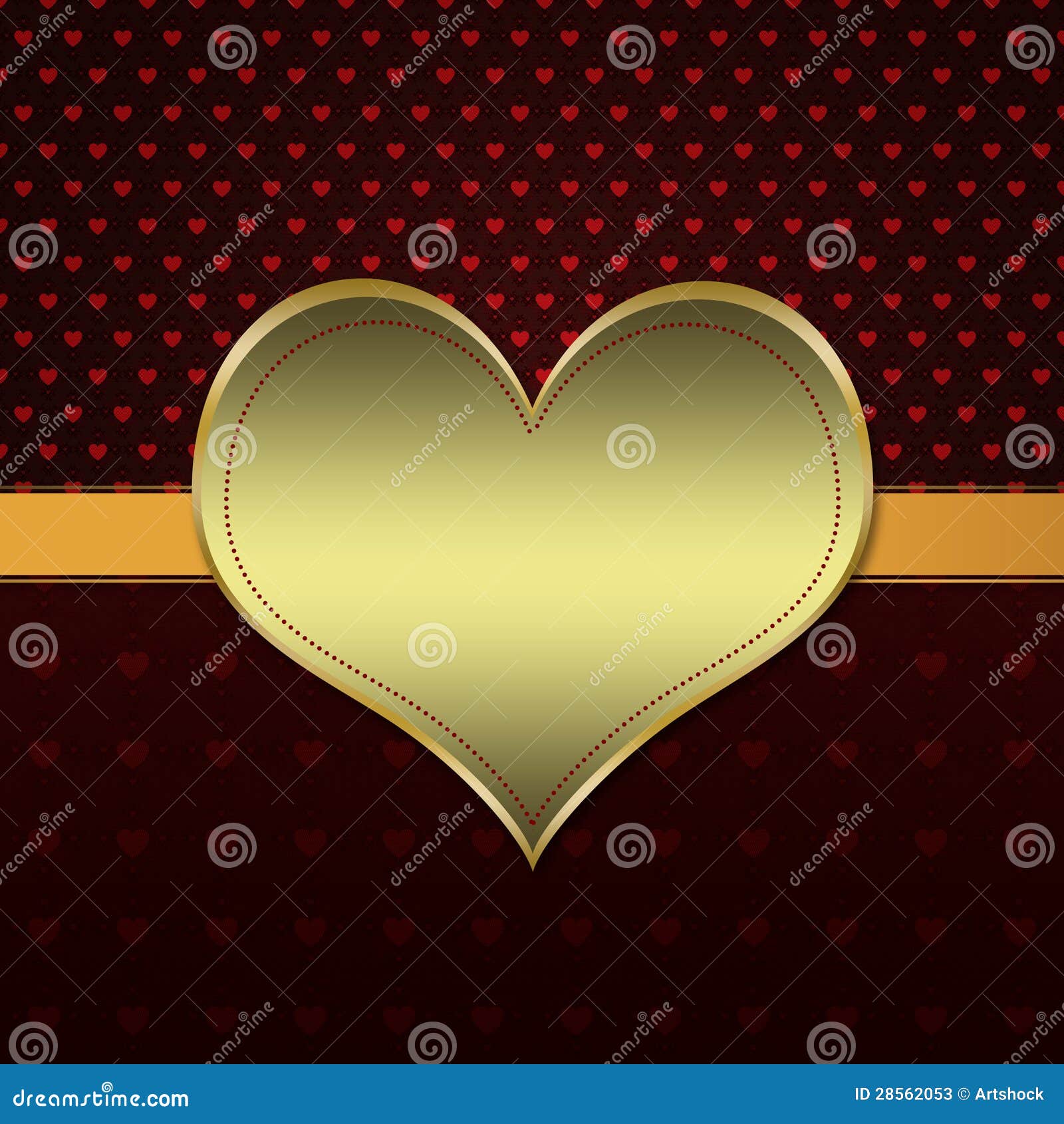 Red Pattern with Gold Heart Stock Illustration - Illustration of ...