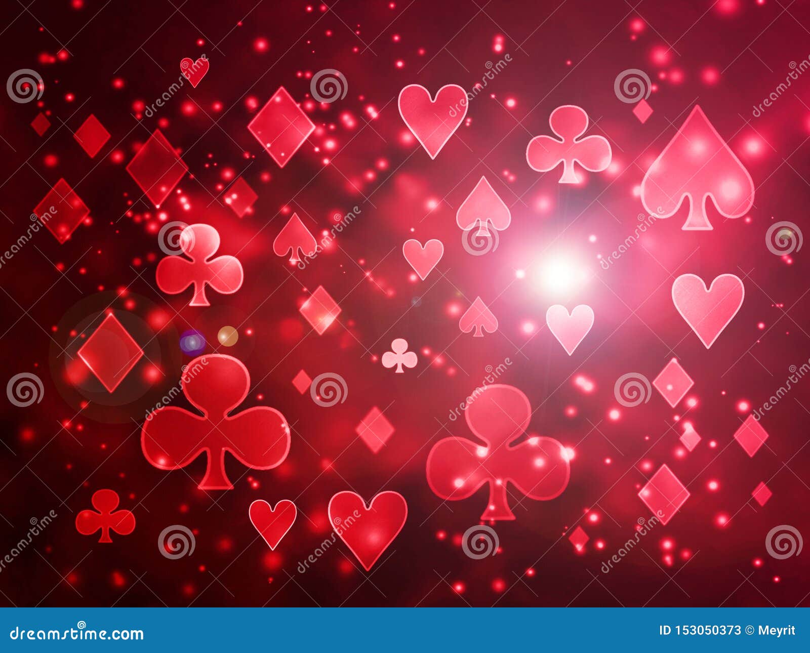 Red Pattern of Playing Card Symbols Stock Illustration - Illustration ...