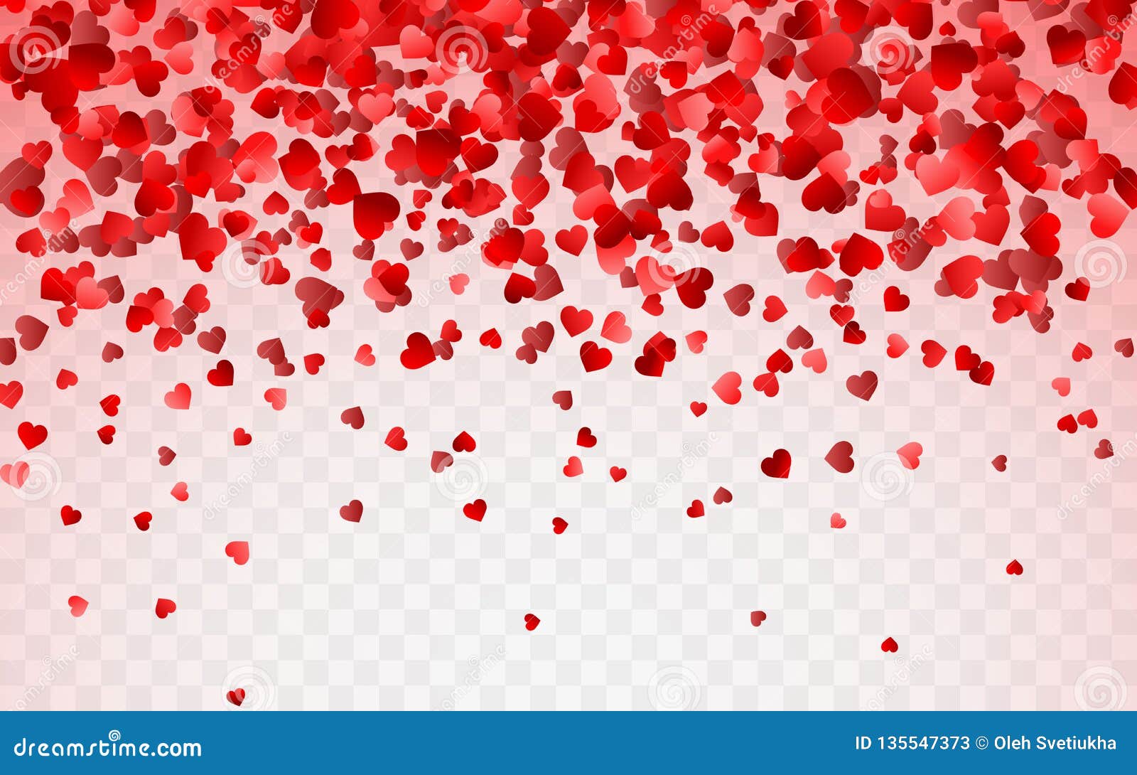 Red Pattern of Random Falling Hearts Confetti. Border Design Element ...