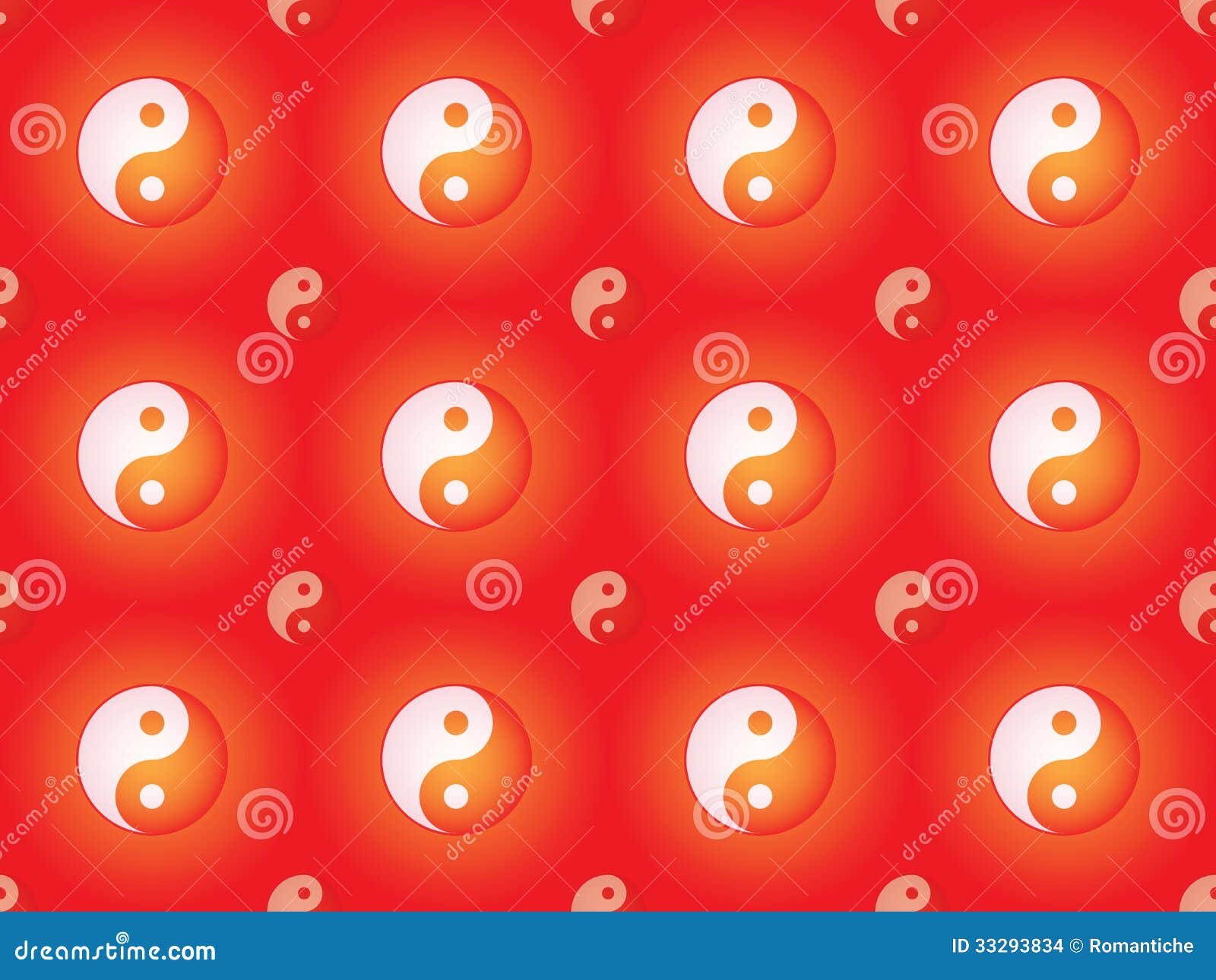 Red Pattern with Yin Yang Symbols Stock Vector - Illustration of ...