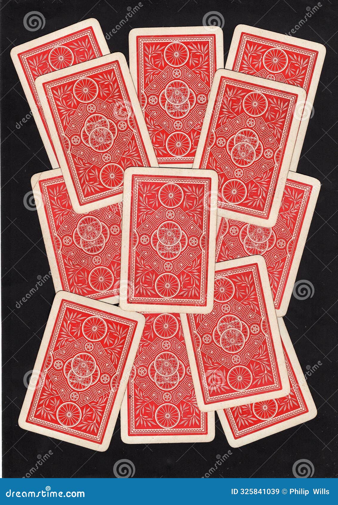 Red Patterned Vintage Playing Card Backs. Stock Image - Image of rummy ...