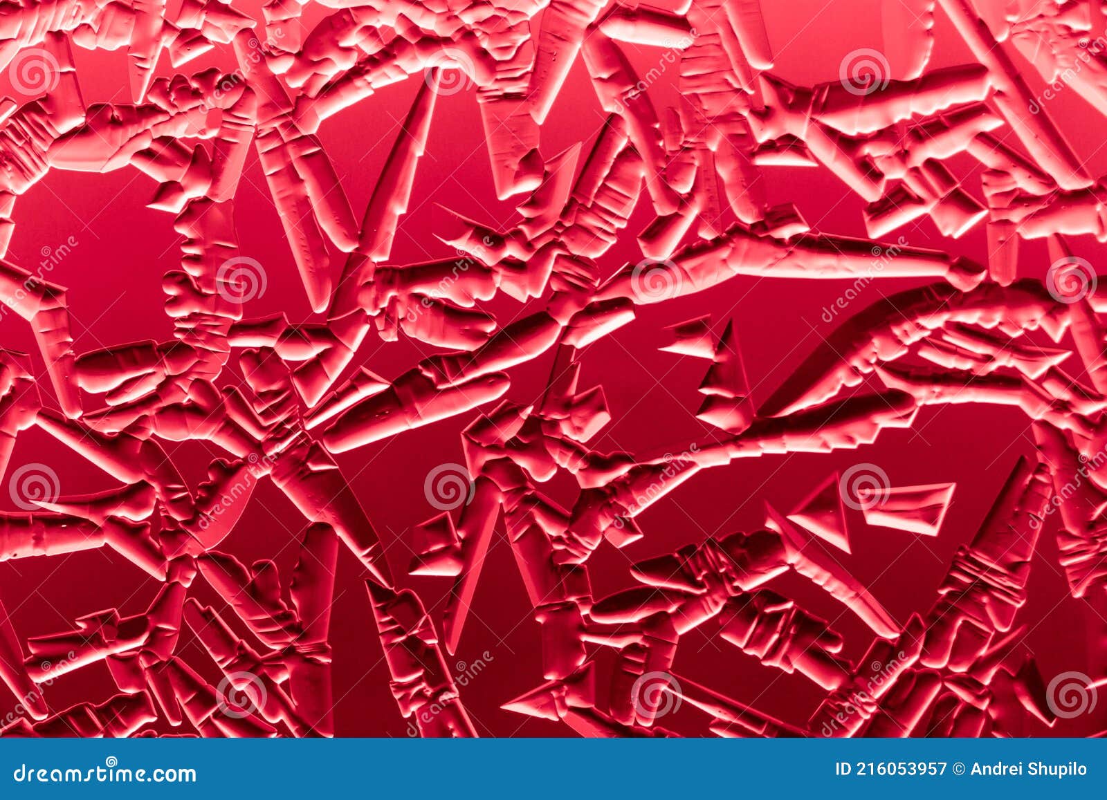 Red Patterns from Frost on Glass As a Background Stock Image - Image of ...
