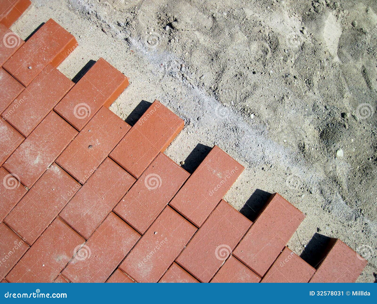 Red pavement stock image. Image of gravel, bricks, grey - 32578031