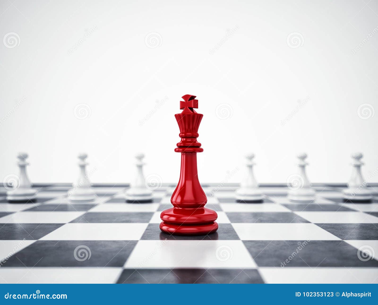 Red Pawn Ahead of White Pawns. 3D Rendering Stock Image - Image of ...