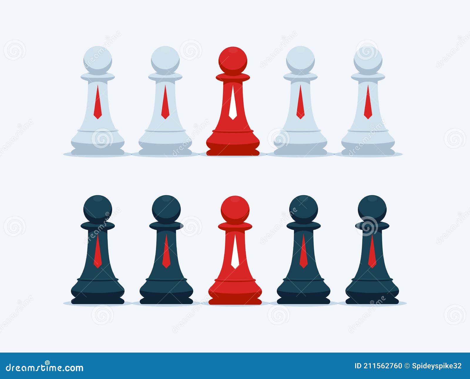 The Red Pawn among the Pawns. Isolated Vector Illustration Stock Vector ...