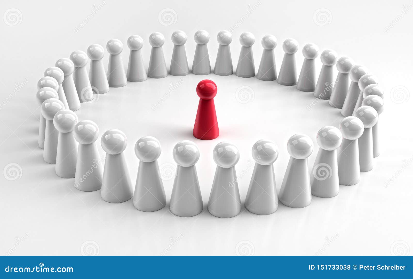 Red Pawn in a Ring of White Figures Stock Illustration - Illustration ...