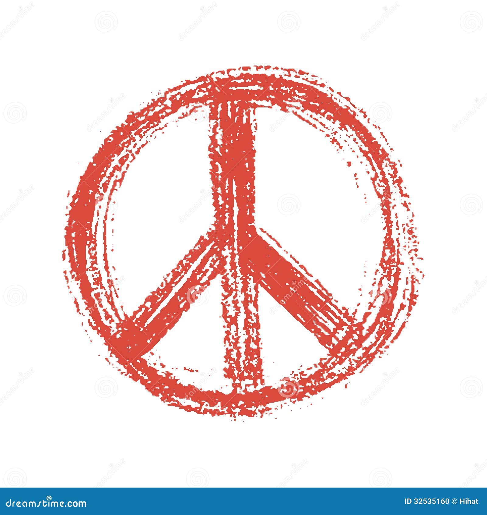 Red Peace Symbol Created in Grunge Style. Stock Vector - Illustration ...