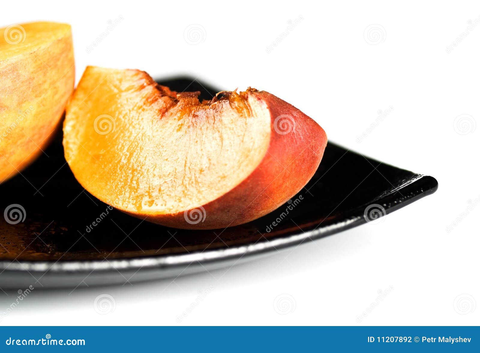 Red Peaches Slices on Black Dish Stock Photo - Image of fresh, apricots ...