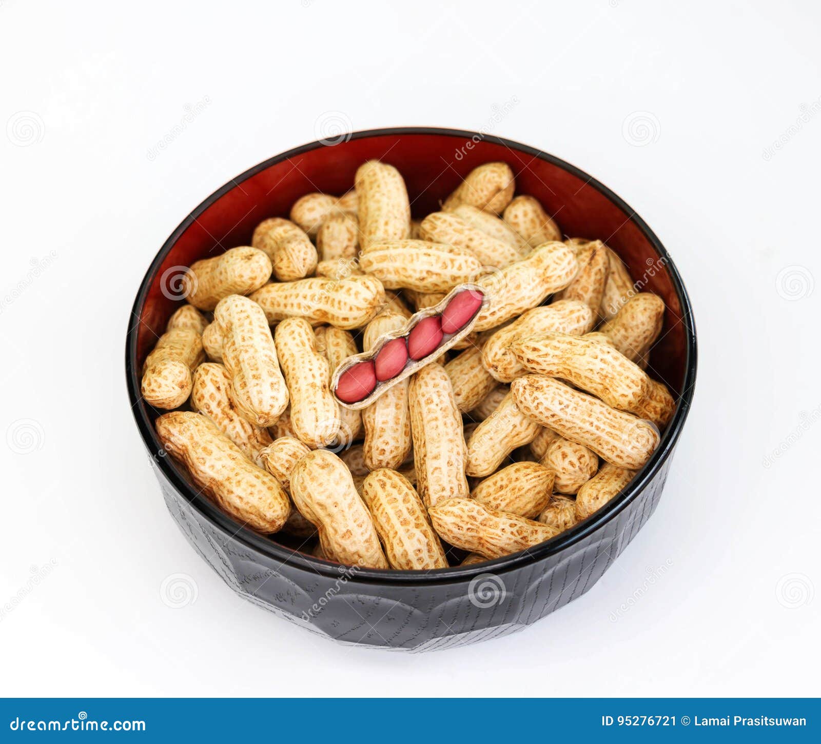 Red peanuts in bowl stock image. Image of isolated, snack - 95276721