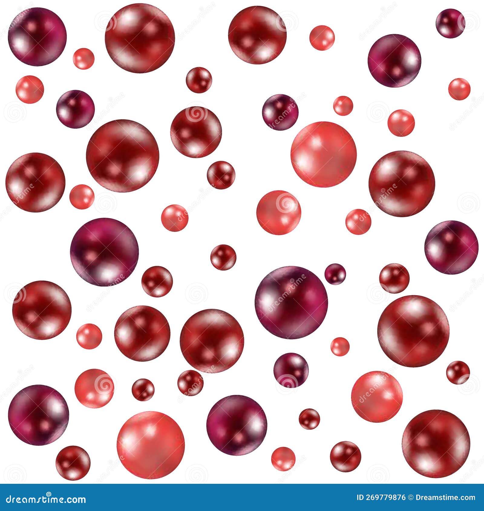Red Pearls of Different Sizes are Scattered on a White Background at ...