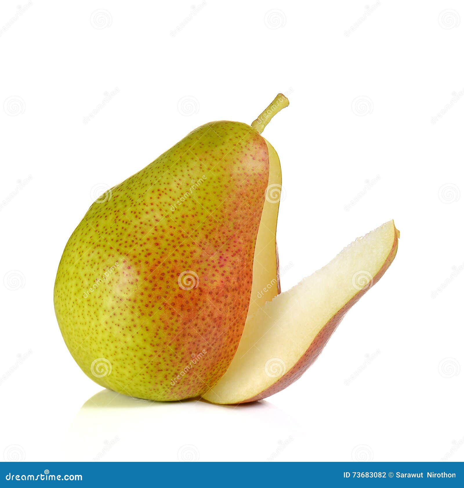 Red Pears Cut Pieces on White Background. Stock Photo - Image of fruit ...