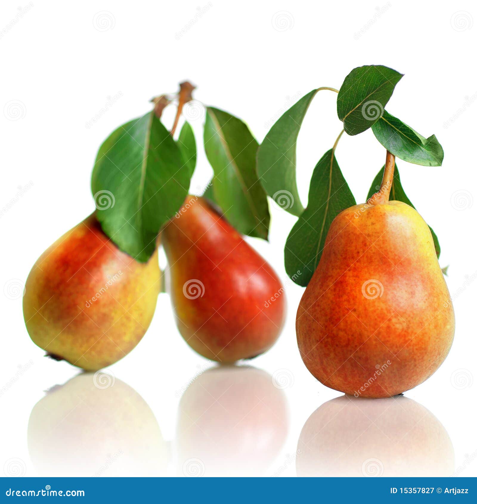 Red pears with leaves stock image. Image of smell, macro - 15357827