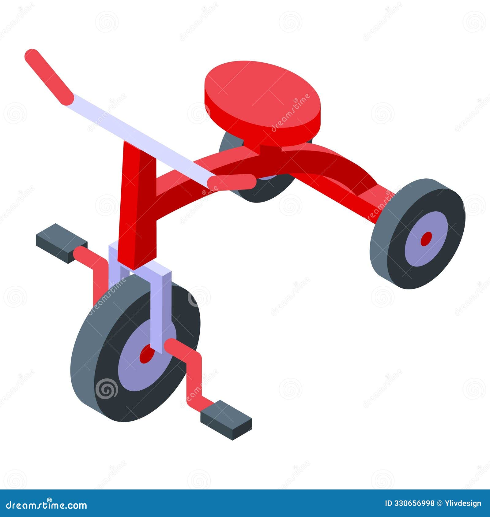 Red Pedal Tricycle Standing on White Background Isometric View Stock ...