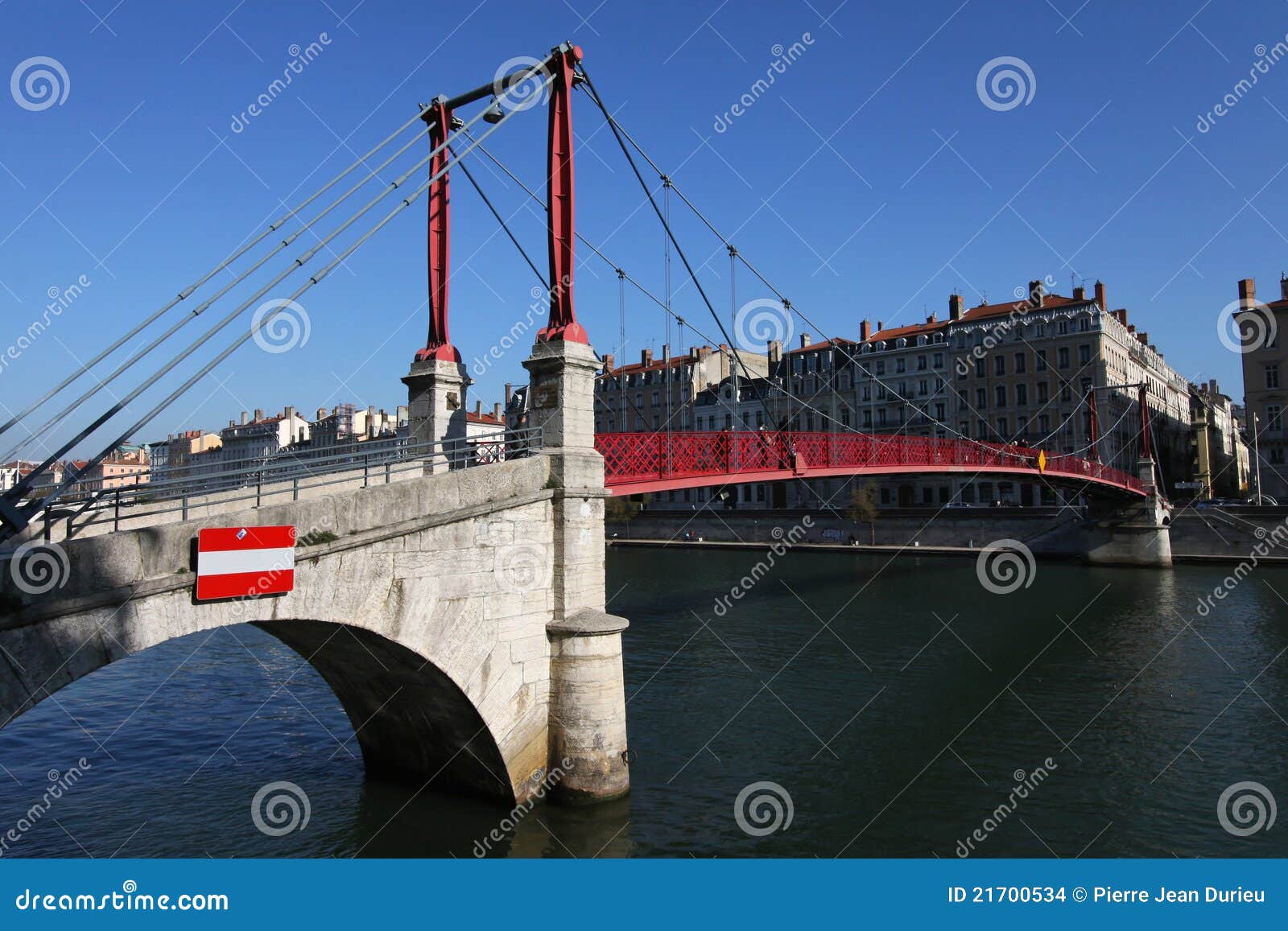 Red pedestrian bridge stock photo. Image of lyon, pedestrian - 21700534