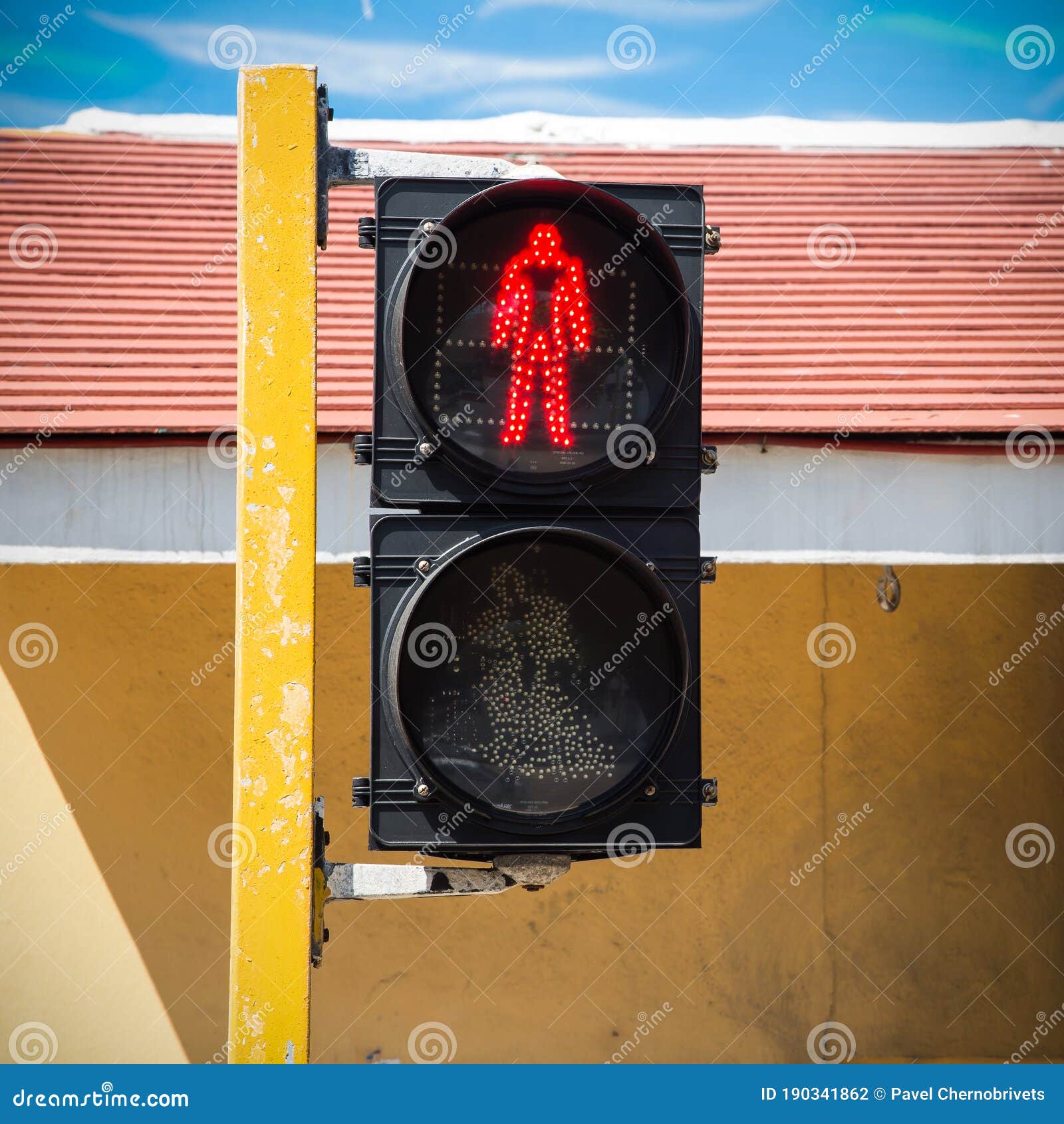 Red Pedestrian Traffic Light Stock Photo - Image of blue, equipment ...