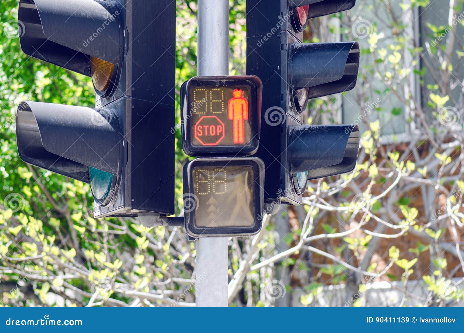 Red Pedestrian Traffic Light Stock Image - Image of sign, pedestrians ...