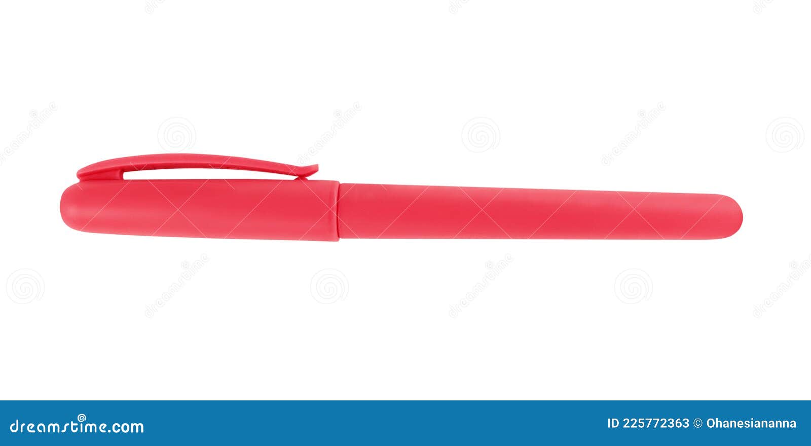 Red Pen with Cap Isolated on a White Background Stock Image - Image of ...
