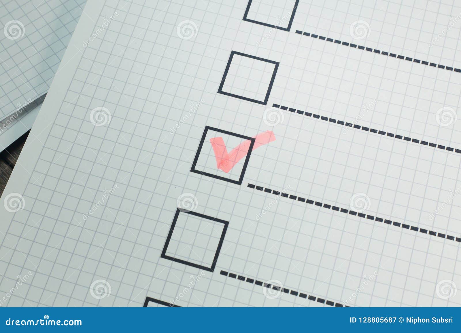 Red Pen Check Point in Black Box on Paper. Stock Image - Image of learn ...