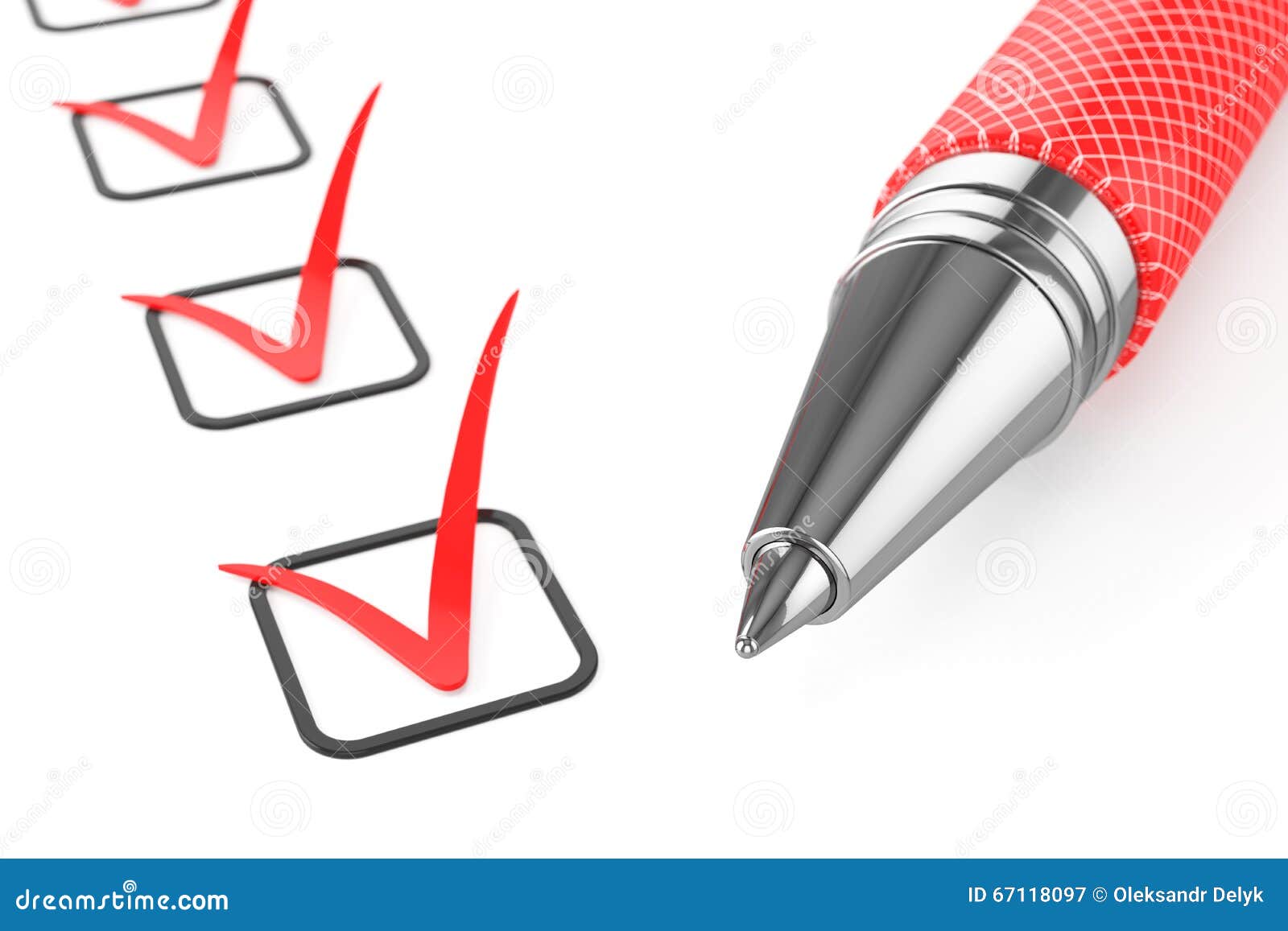 Red pen on checklist stock illustration. Illustration of form - 67118097