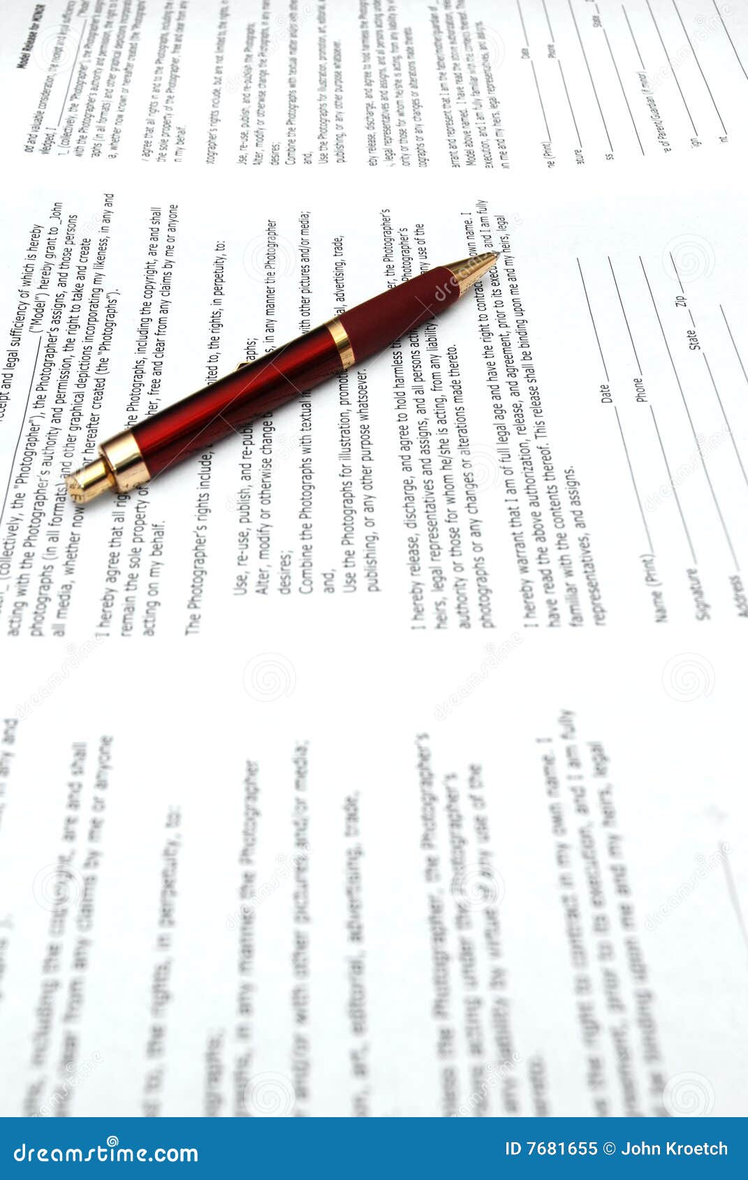 Red Pen and Contracts stock image. Image of release, document - 7681655