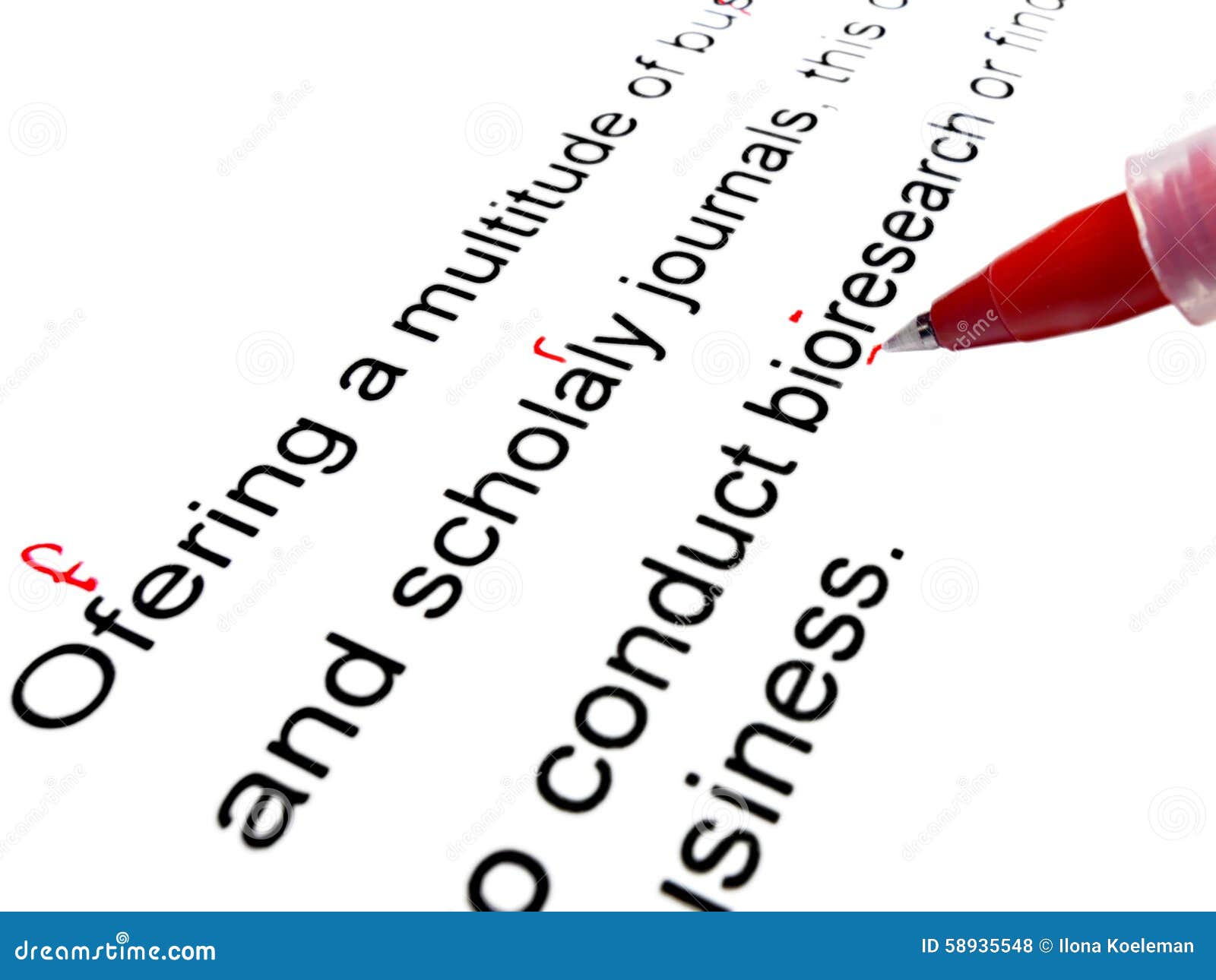 Red pen correcting stock photo. Image of proofreader - 58935548