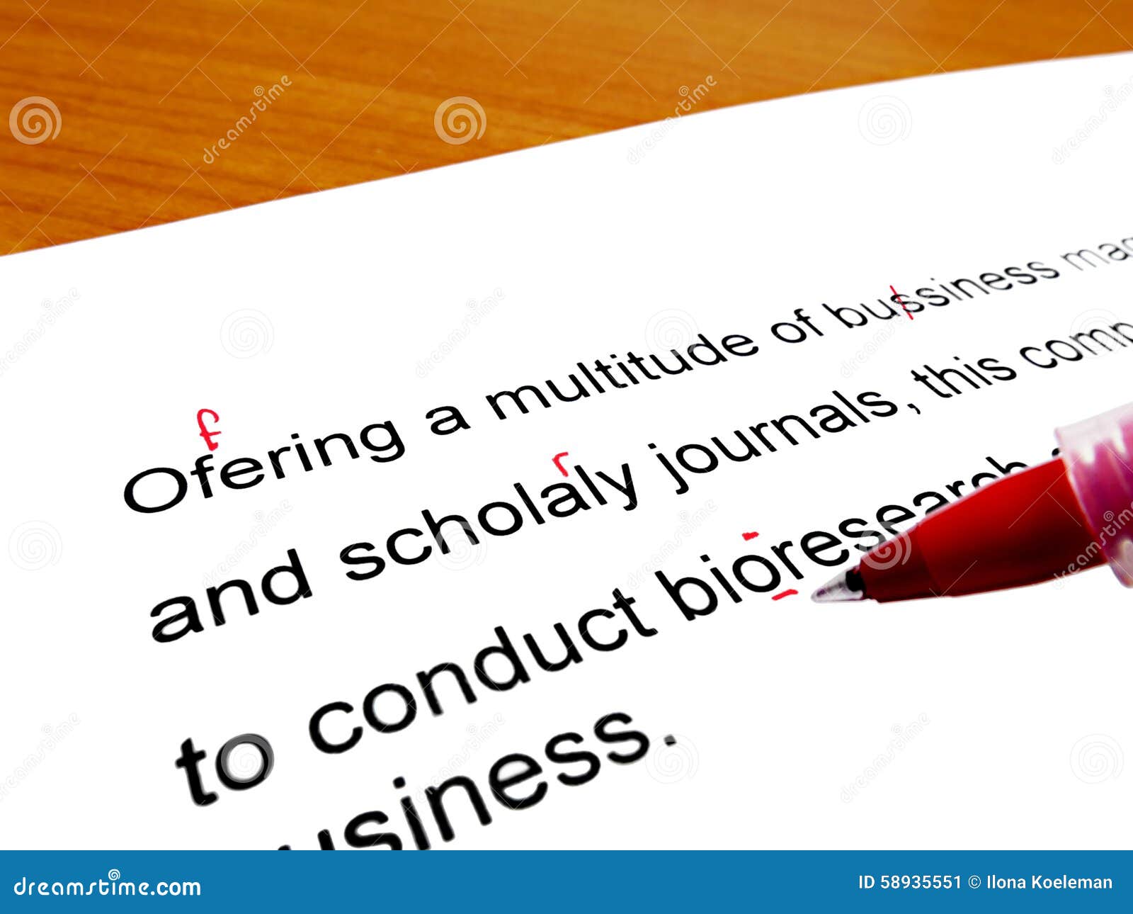 Red pen correcting stock image. Image of paper, editor - 58935551