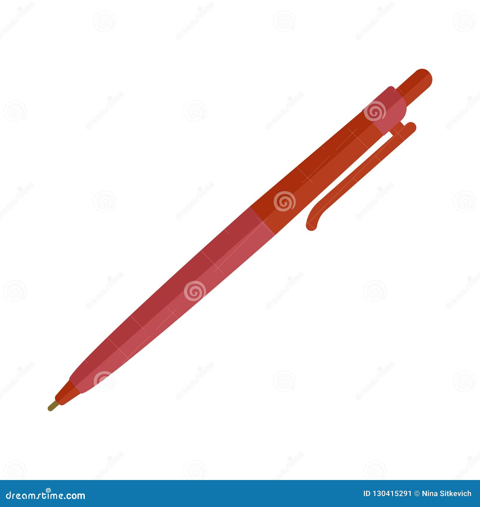 Red pen icon, flat style stock vector. Illustration of closeup - 130415291