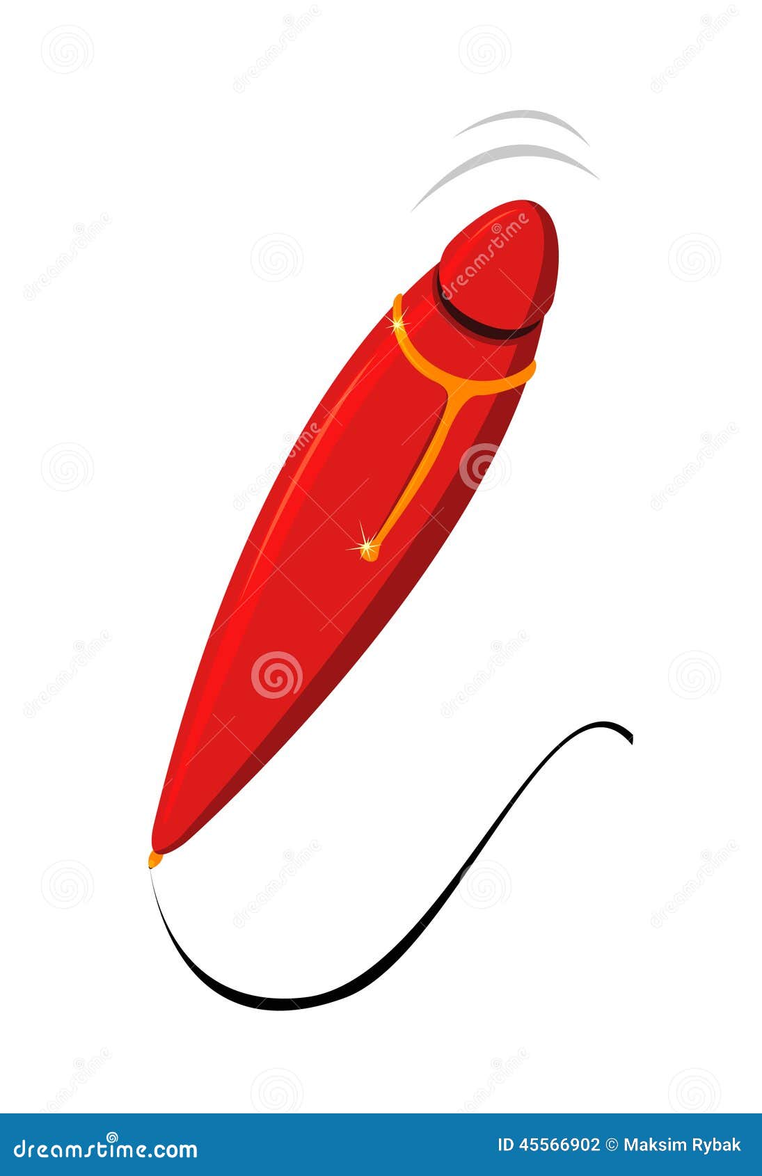 Red pen stock vector. Illustration of black, gold, line - 45566902