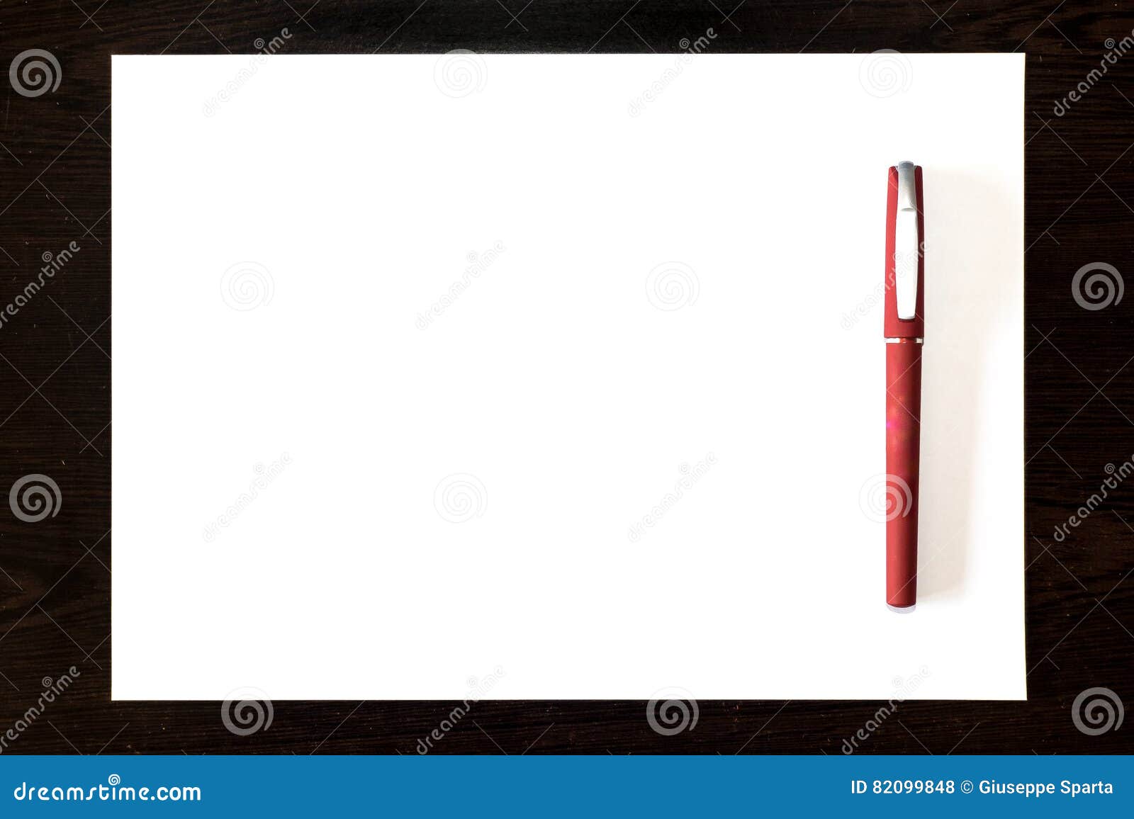 Red Pen Isolated on a White Paper Sheet Stock Photo - Image of ...