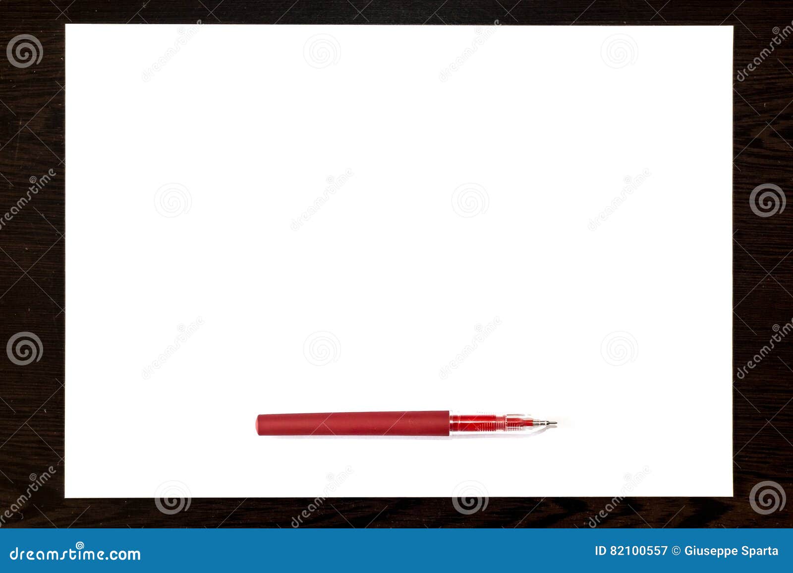 Red Pen Isolated on a White Paper Sheet Stock Image - Image of paper ...