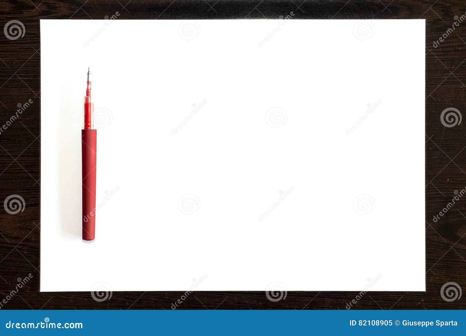 Red Pen Isolated on a White Paper Sheet Stock Image - Image of pencil ...