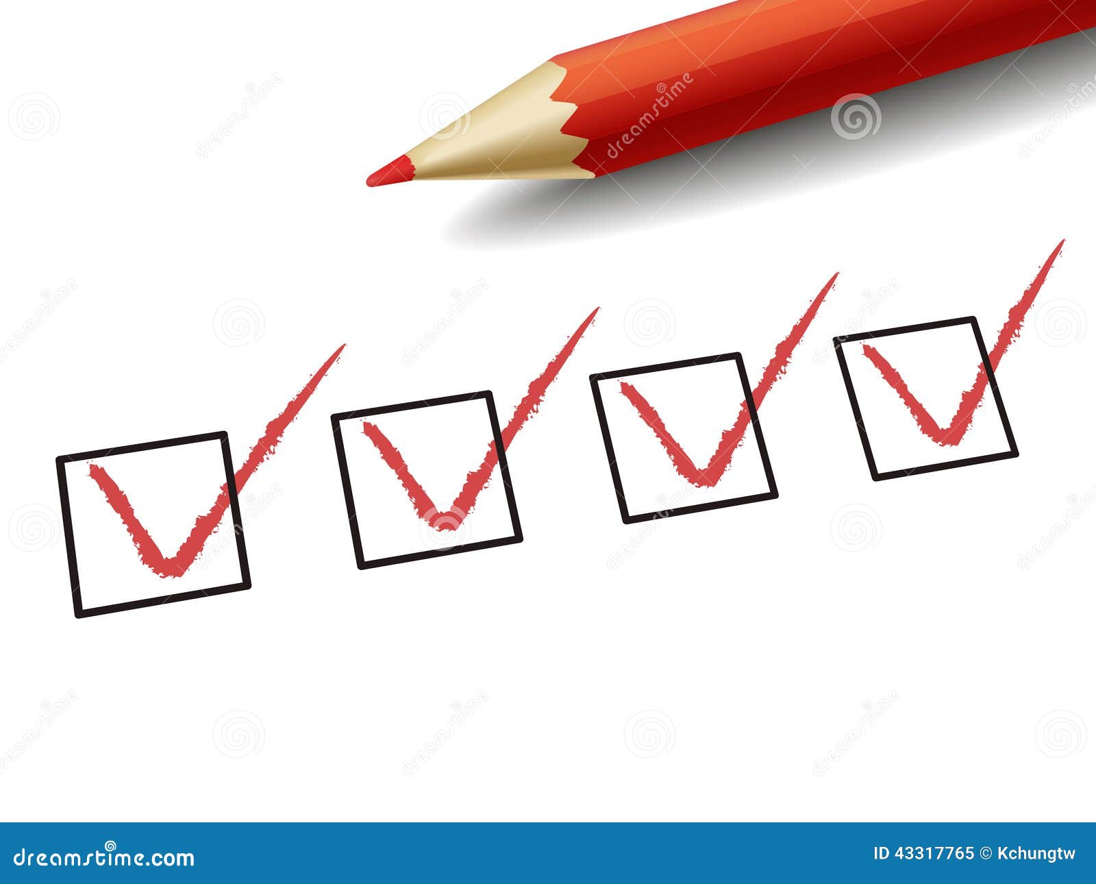 Red Pen Marking on the Check Box Stock Vector - Illustration of list ...