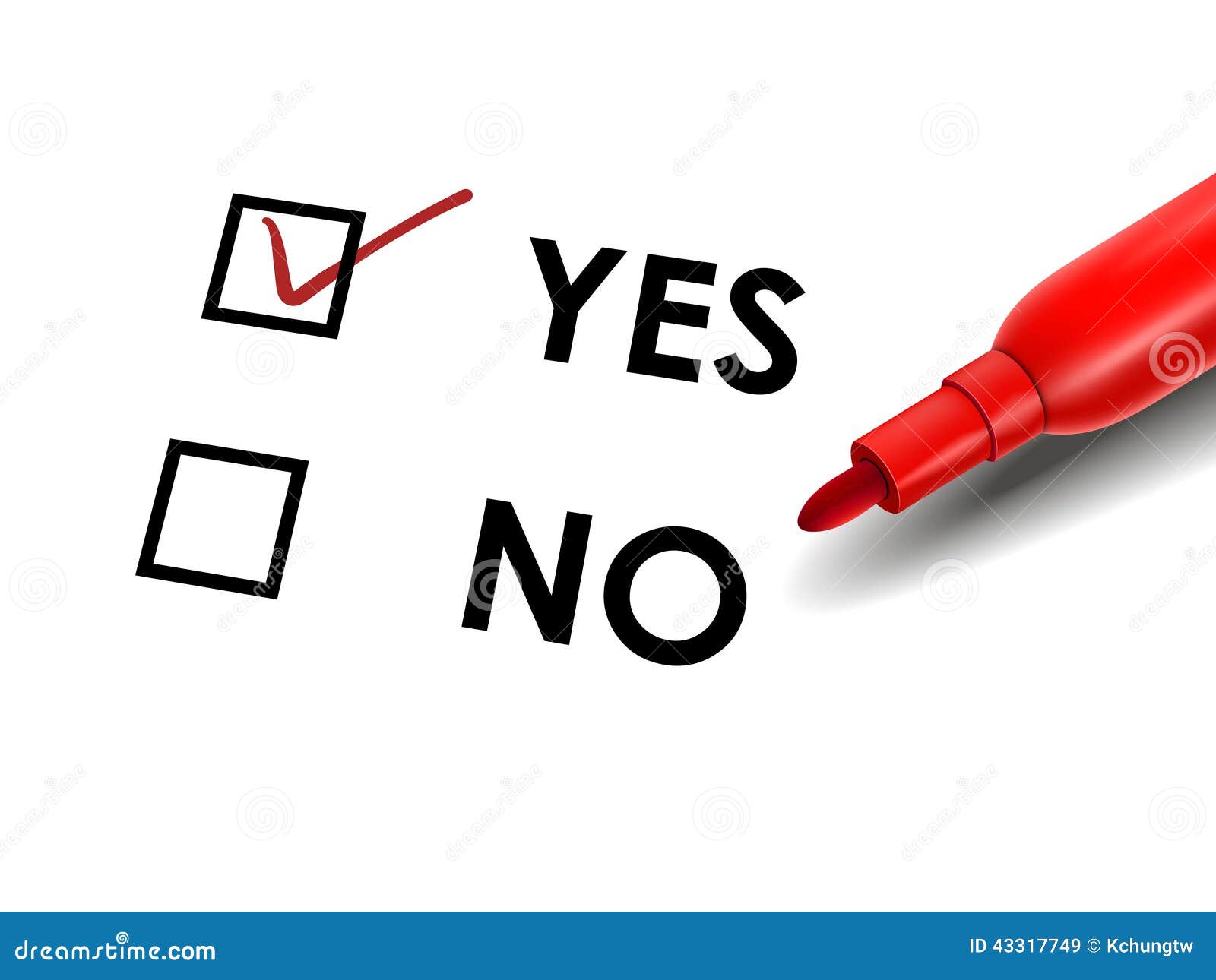 Red Pen Marking on the Check Box Yes Stock Vector - Illustration of ...