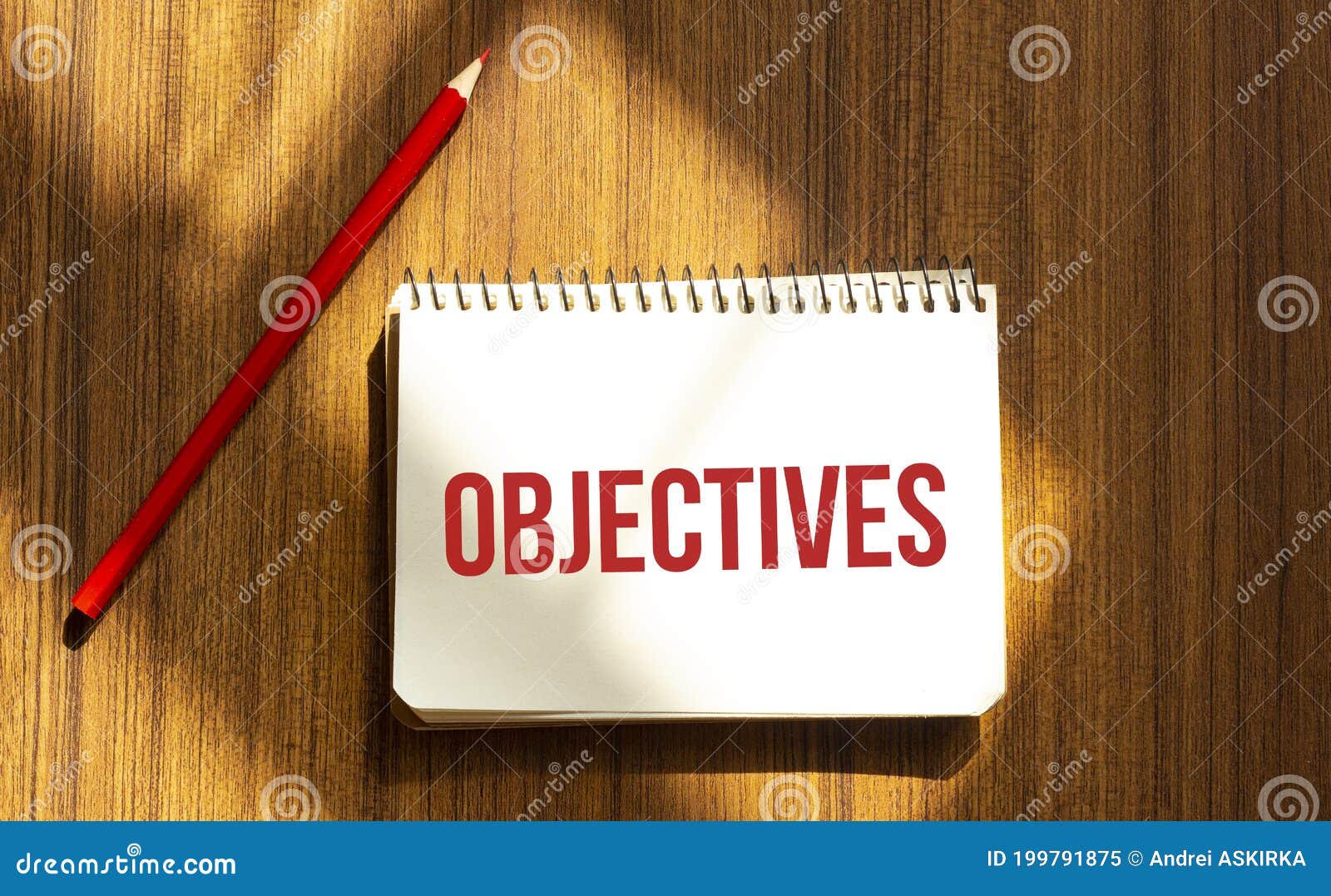 Red Pen and Notepad with Text OBJECTIVES in the White Background Stock ...