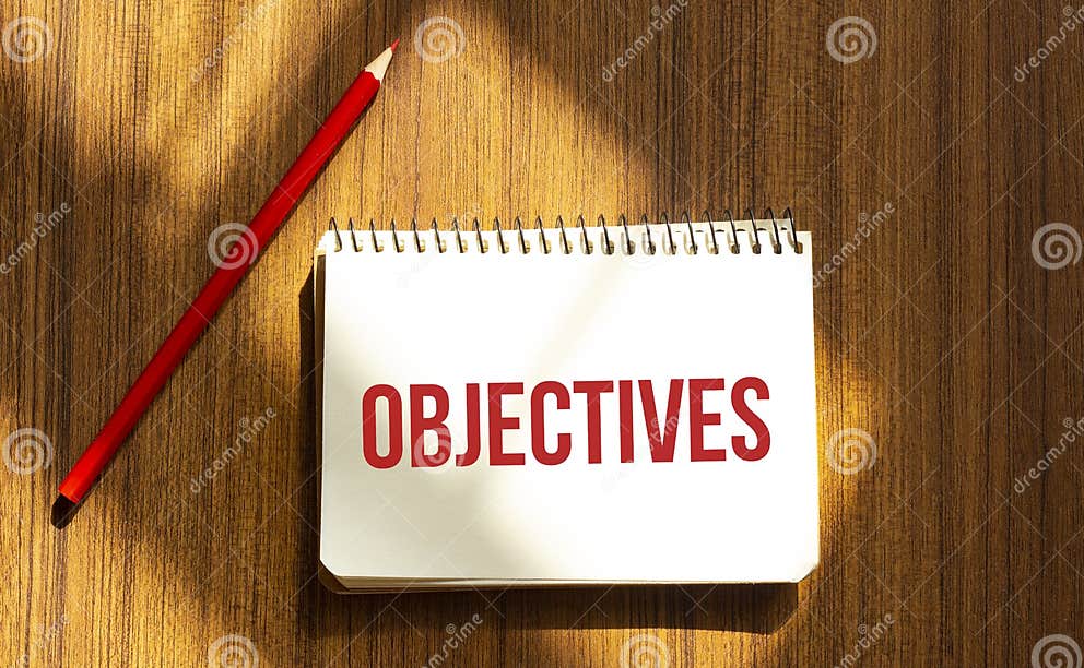 Red Pen and Notepad with Text OBJECTIVES in the White Background Stock ...