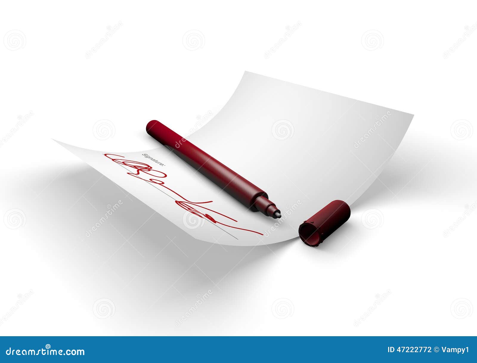 Red pen, signing and paper stock illustration. Illustration of company ...