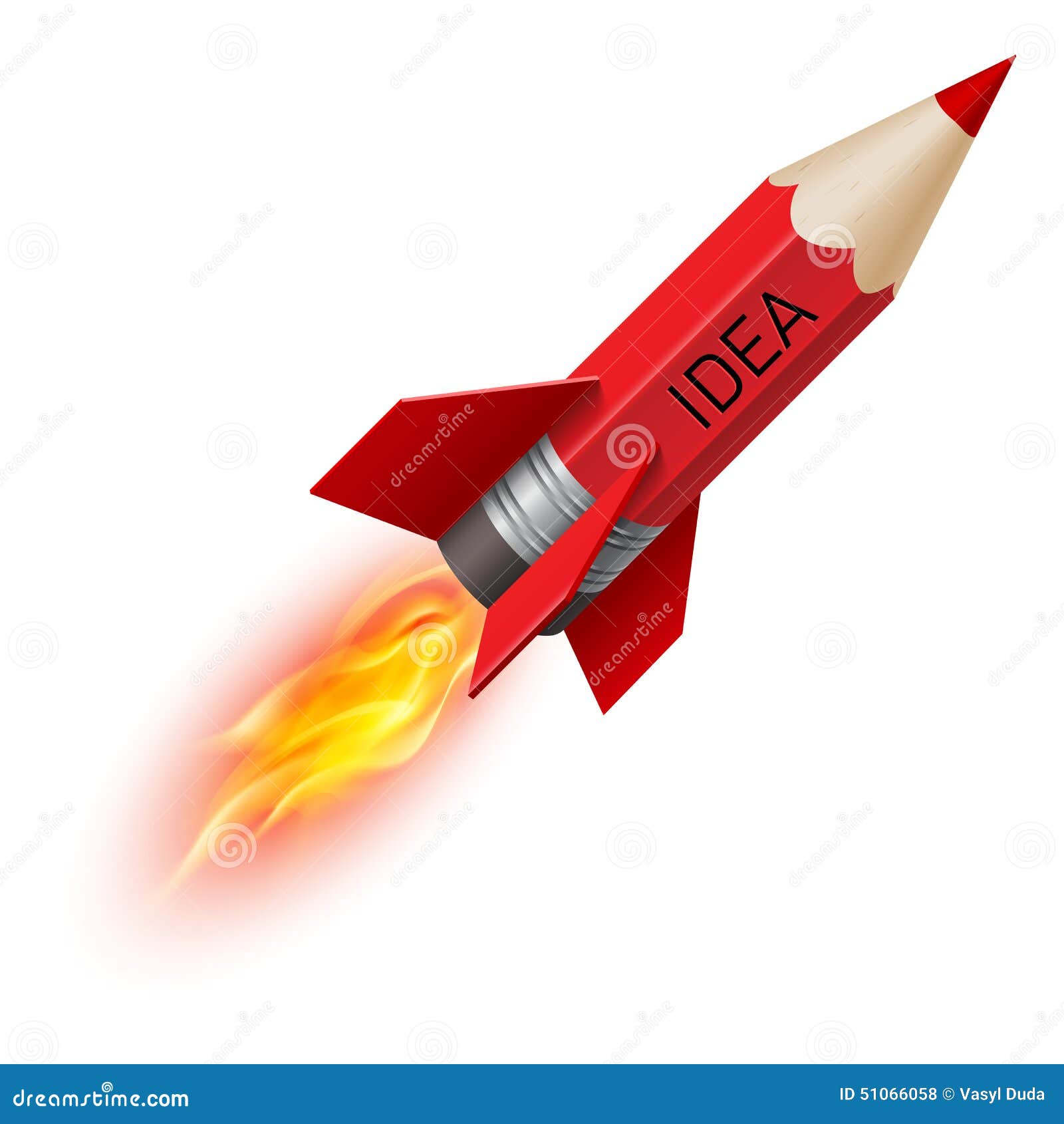 Red Pencil As Flying Rocket Stock Vector - Illustration of idea, future ...