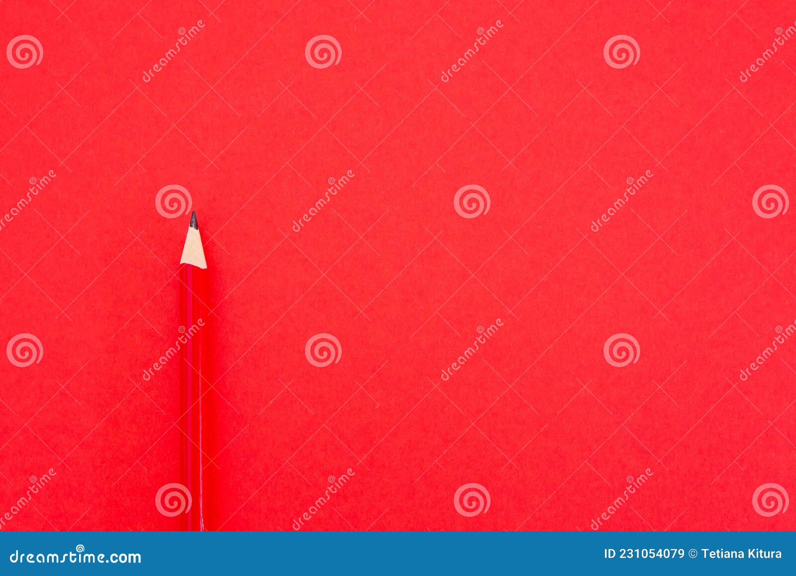Pencil on Red Background with Copy Space To the Right Stock Image ...