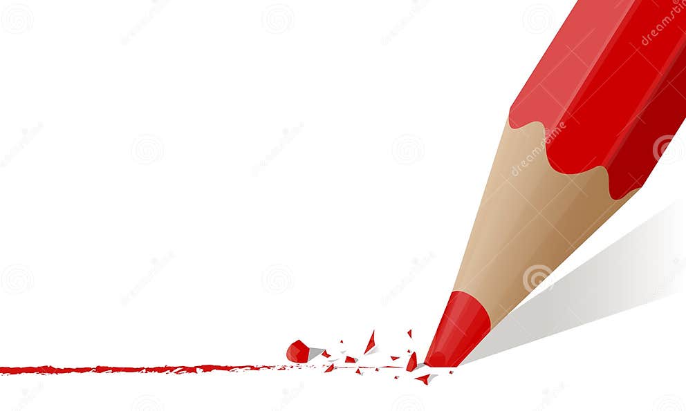 Red Pencil with a Broken Rod Stock Illustration - Illustration of area ...