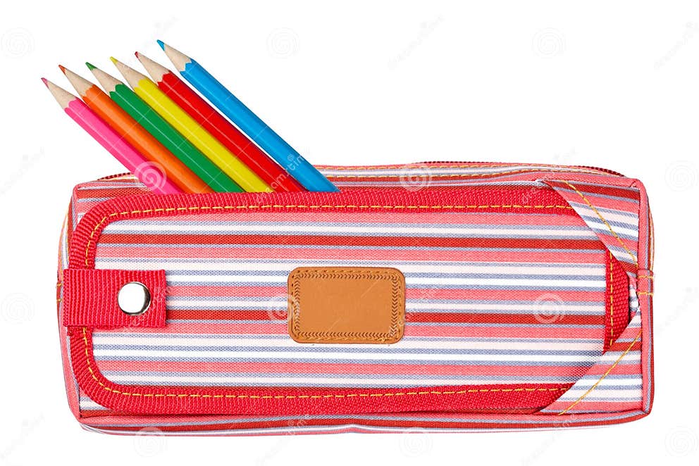 Red pencil case stock image. Image of colored, case, office - 12534731