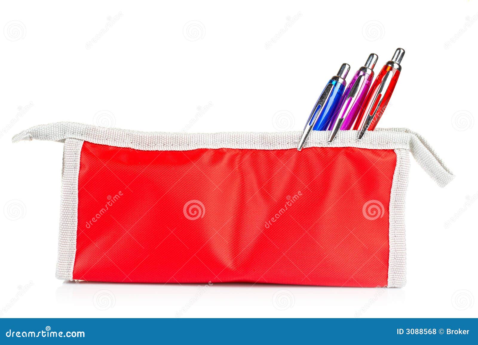 Red pencil case stock photo. Image of school, striped - 3088568