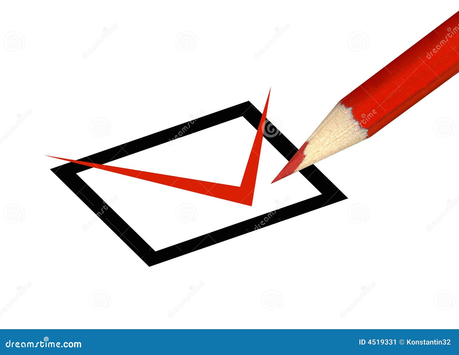 Red pencil checking a box stock illustration. Illustration of selection ...