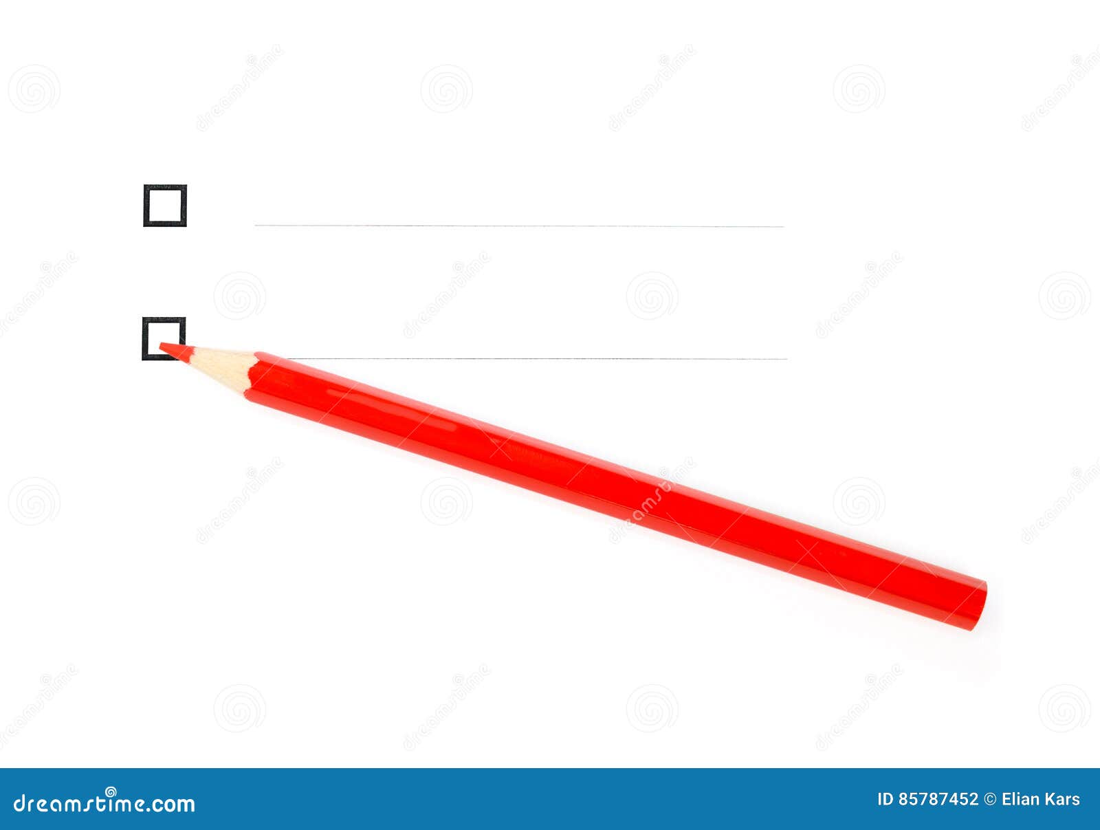 Red Pencil With Two Unticked Round Checkboxes Royalty-Free Stock ...