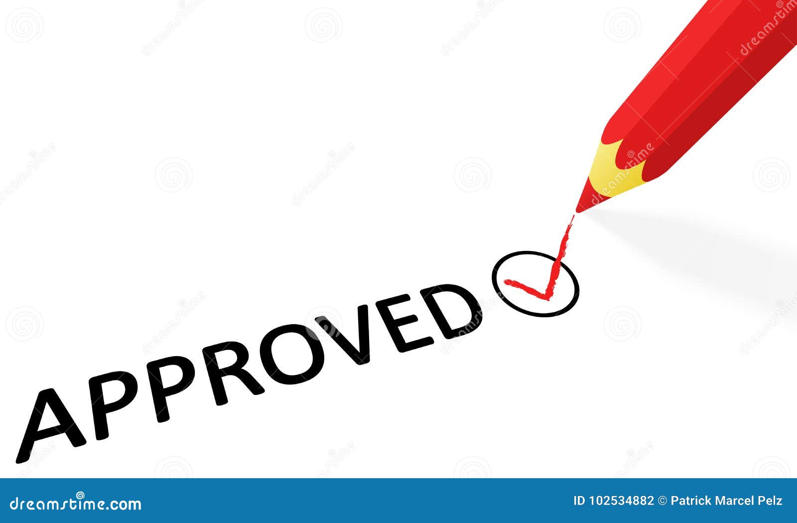 Red Pencil and Text Approved Stock Vector - Illustration of acceptance ...