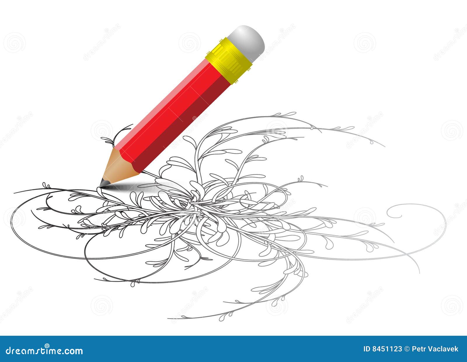 Red Pencil Drawing a Sketch Stock Vector - Illustration of sketch ...